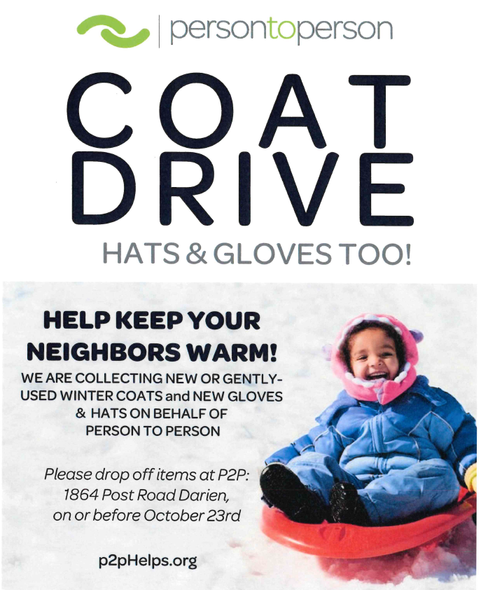 Winter Coat Drive now through Oct. 23 - Person to Person